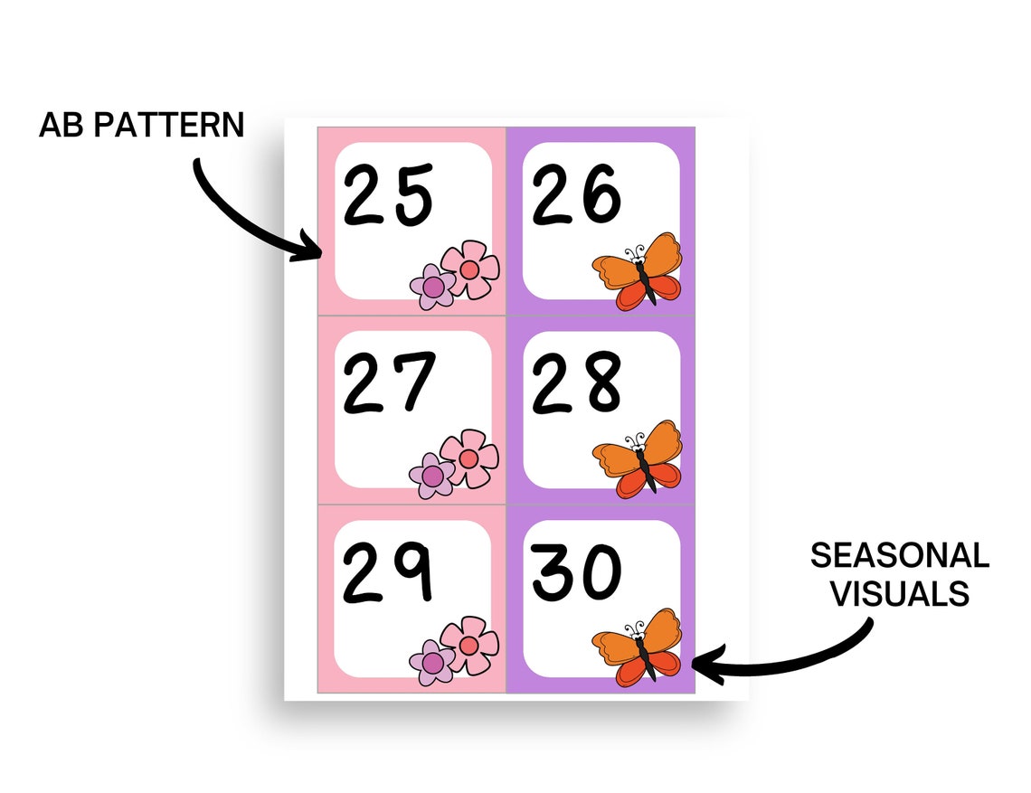 May Calendar Numbers in AB Pattern - Etsy