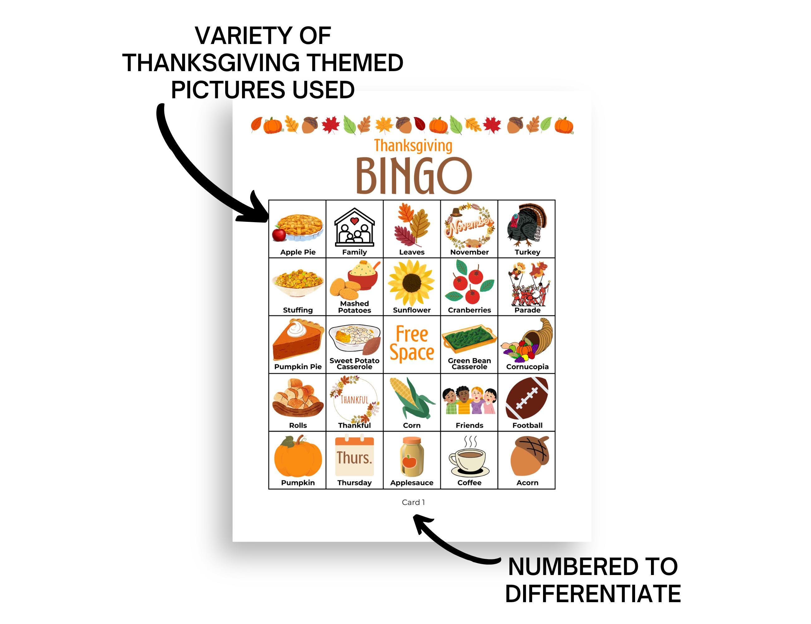 Printable Thanksgiving BINGO Set - Etsy