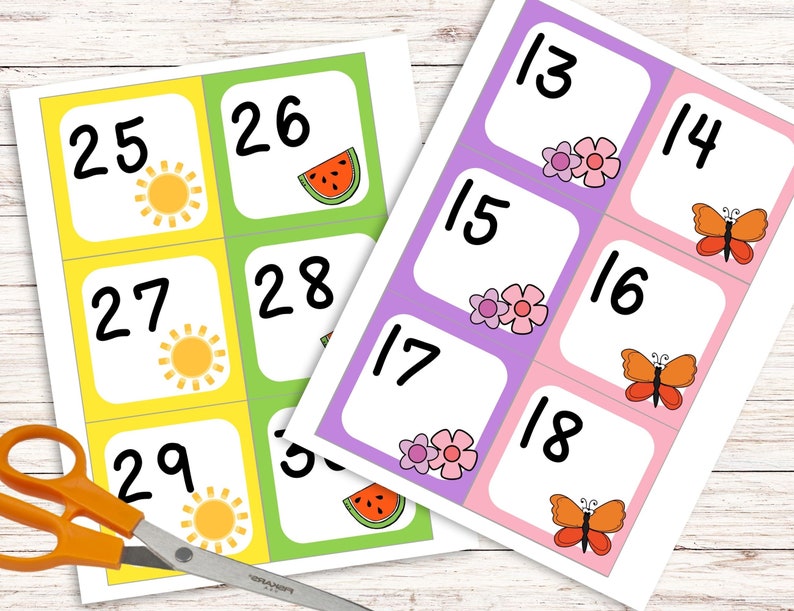 12 Month Calendar Numbers BUNDLE - Printable - AB Pattern - Full Year ...