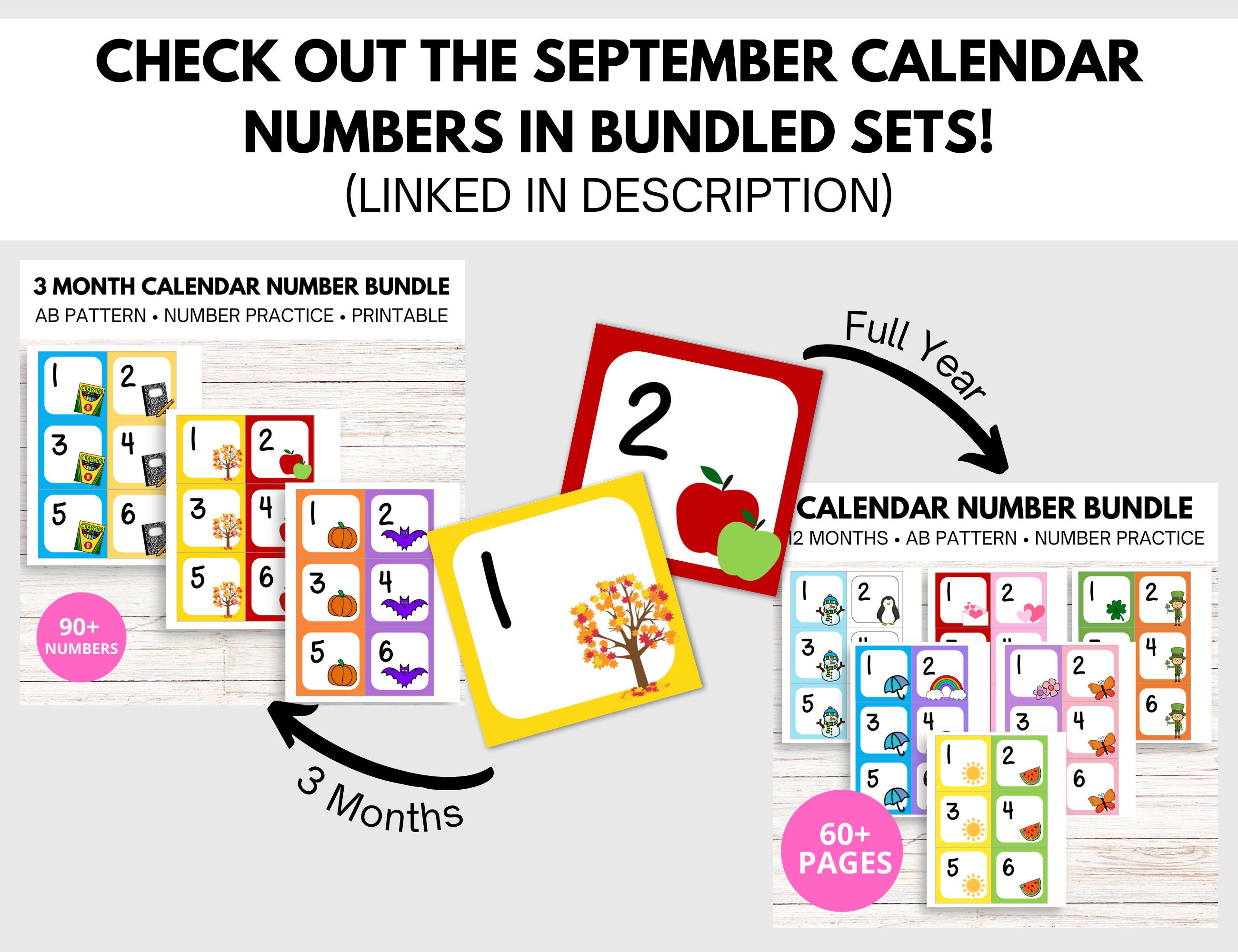 September Calendar Numbers in AB Pattern - Etsy