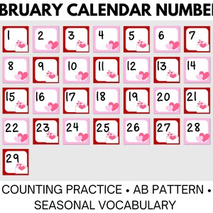 February Calendar Numbers in AB Pattern - Etsy