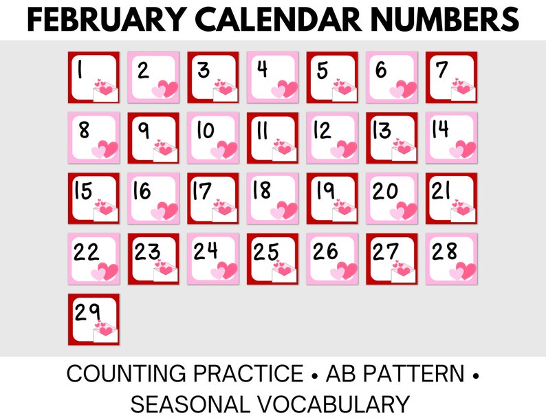 February Calendar Numbers in AB Pattern - Etsy
