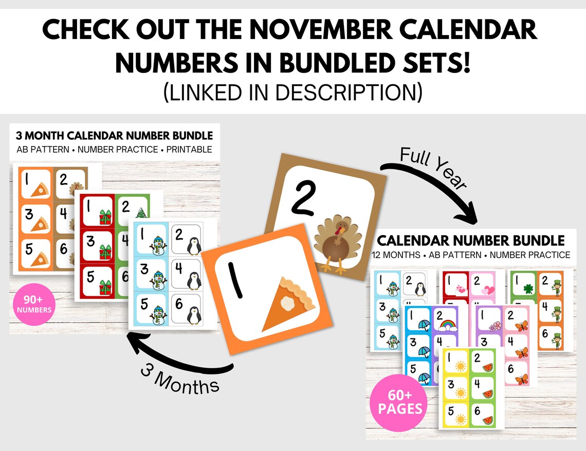 November Calendar Numbers in AB Pattern - Etsy
