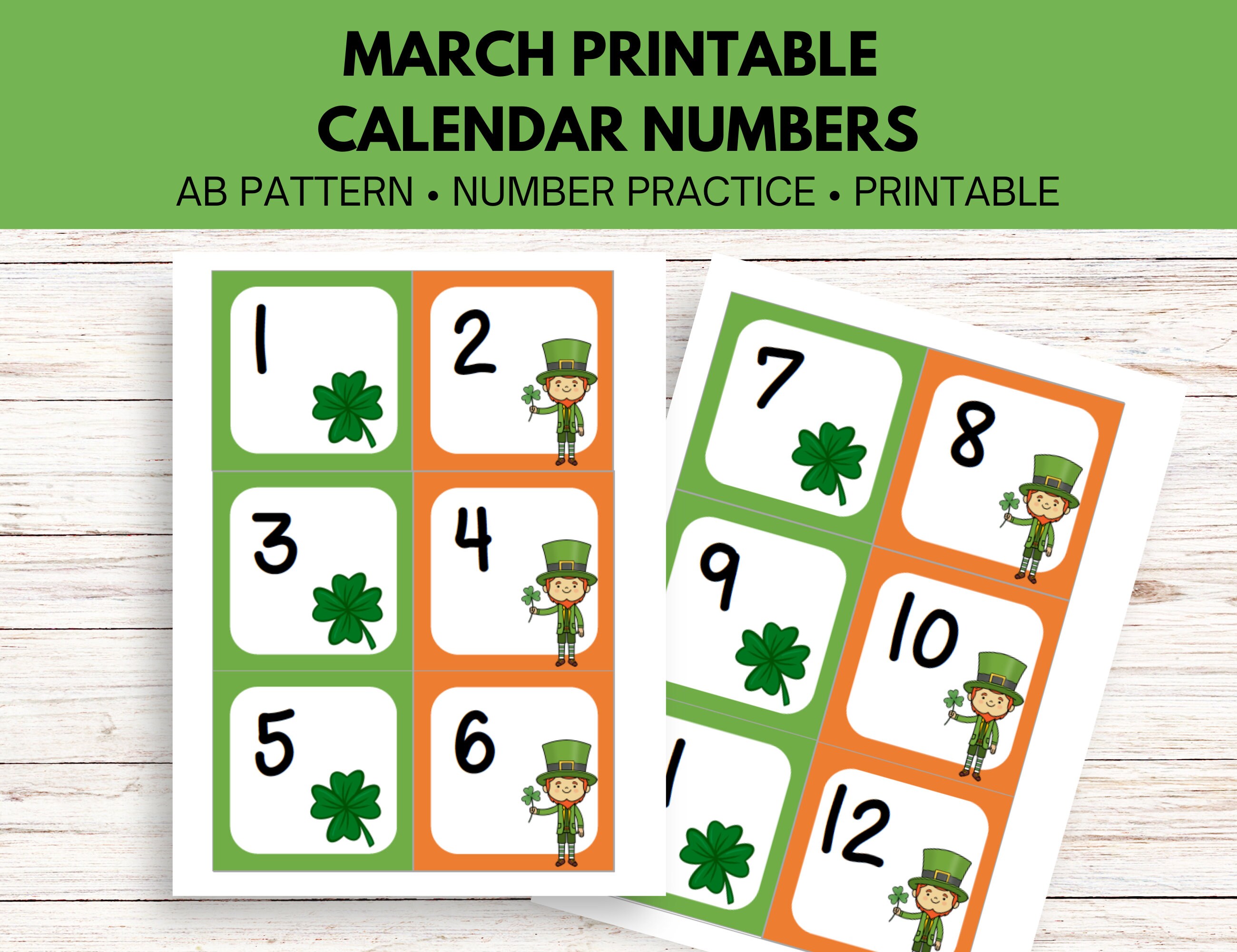 March Calendar Numbers in AB Pattern - Etsy