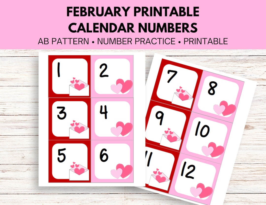 February Calendar Numbers in AB Pattern - Etsy