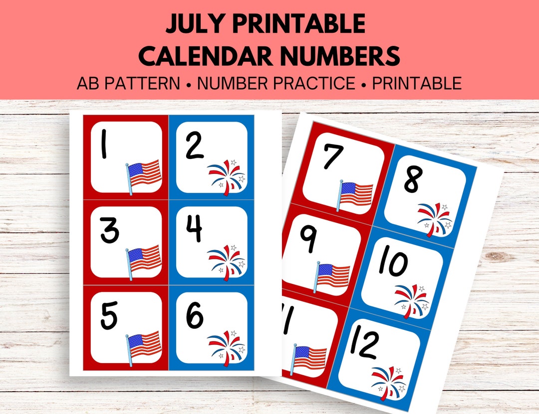 July Calendar Numbers in AB Pattern - Etsy