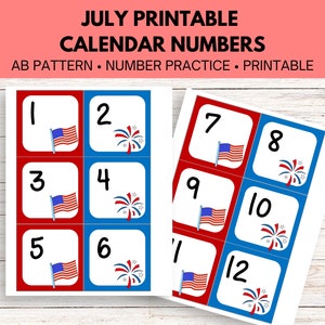 July Calendar Numbers in AB Pattern - Etsy