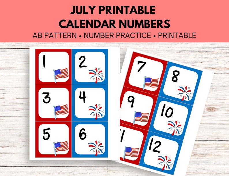 July Calendar Numbers in AB Pattern - Etsy