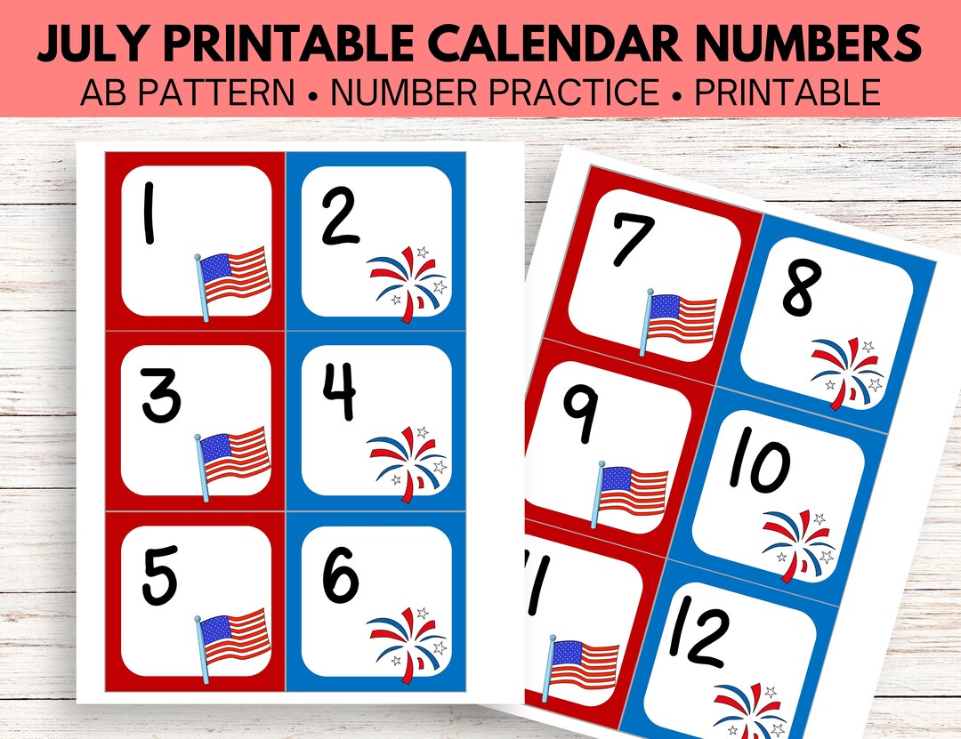 July Calendar Numbers in AB Pattern - Etsy