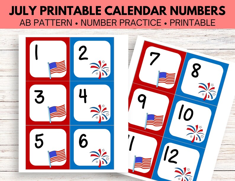 July Calendar Numbers in AB Pattern - Etsy