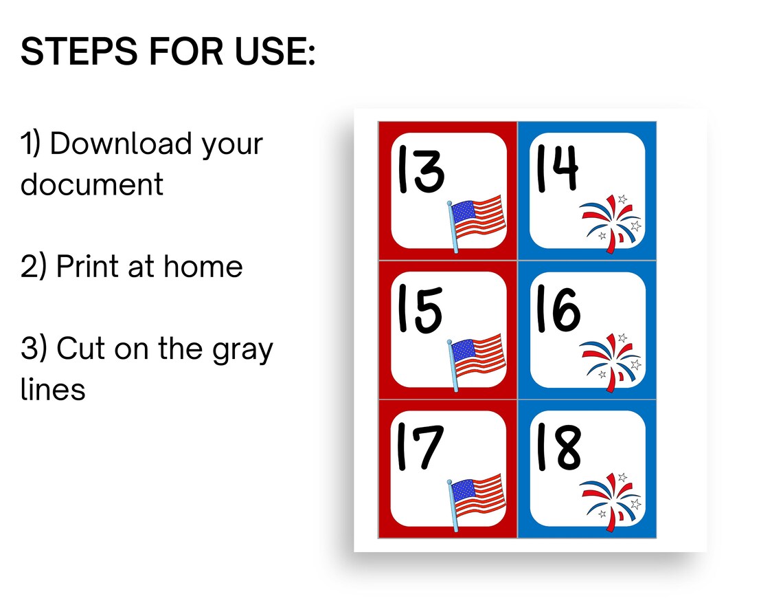 July Calendar Numbers in AB Pattern - Etsy