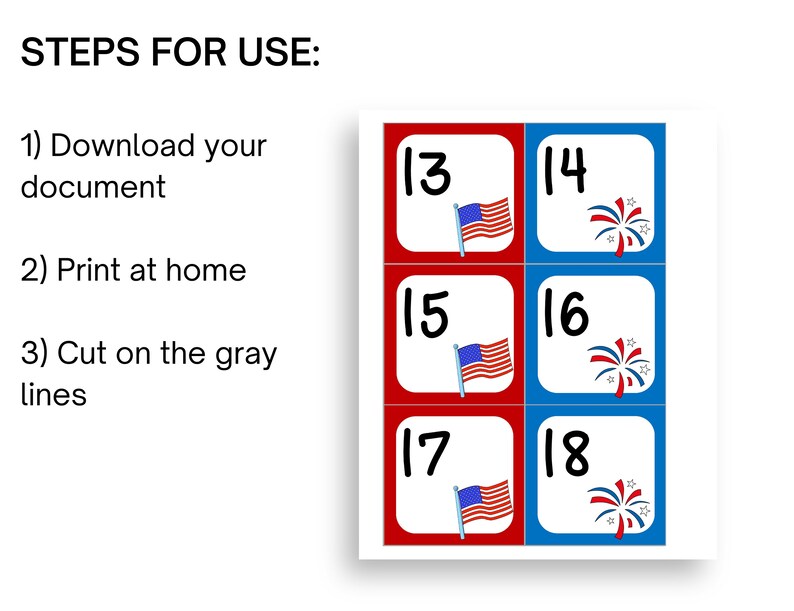 July Calendar Numbers in AB Pattern - Etsy