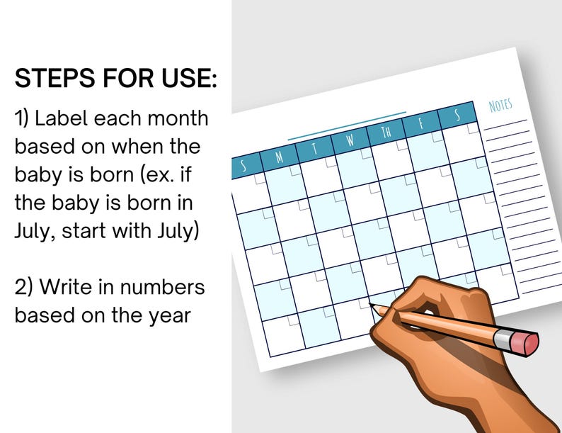 Personalized PRINTED Baby's First Year Calendar (under the Sea) - Etsy