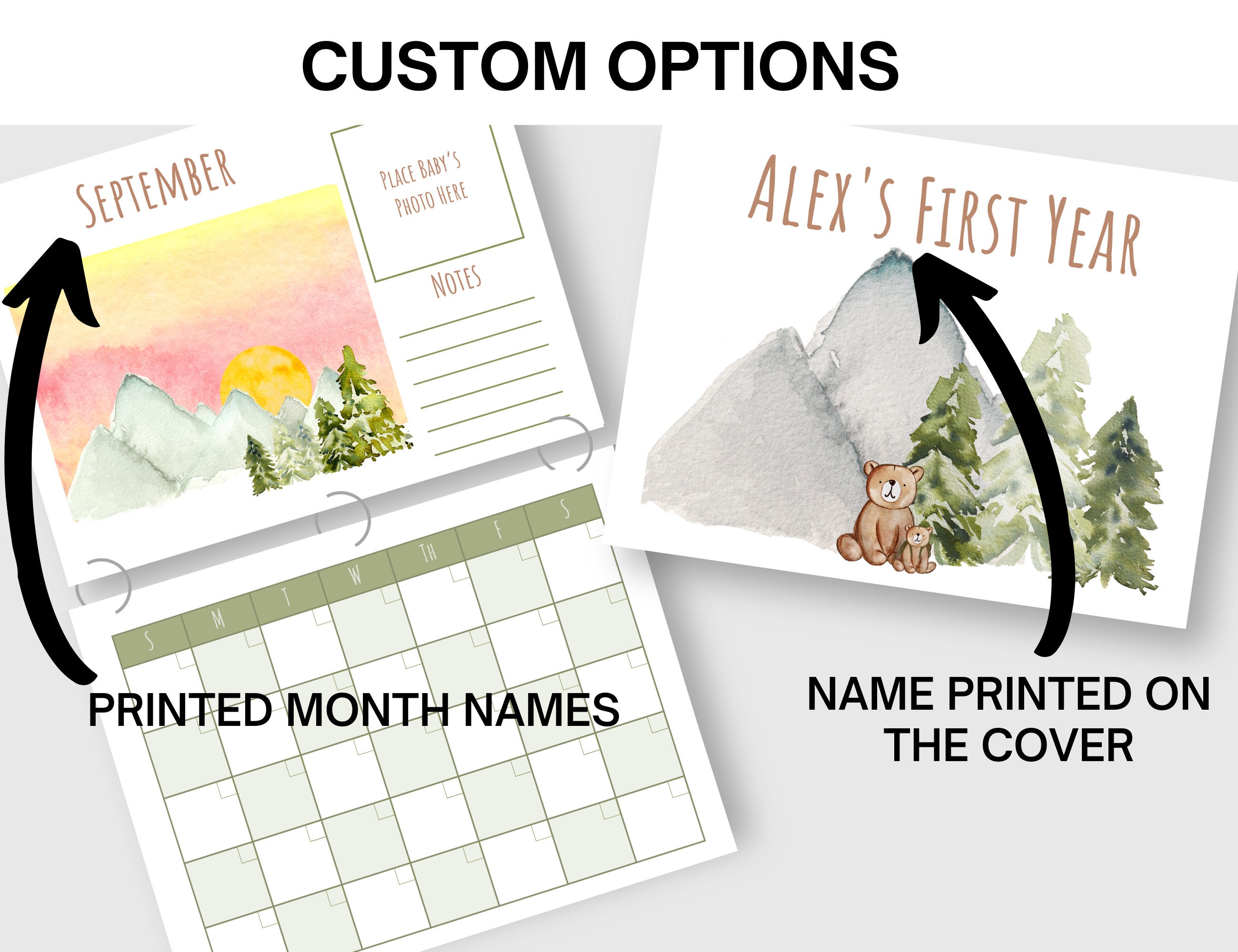 PRINTED Baby's First Year Calendar Version 2 camping - Etsy