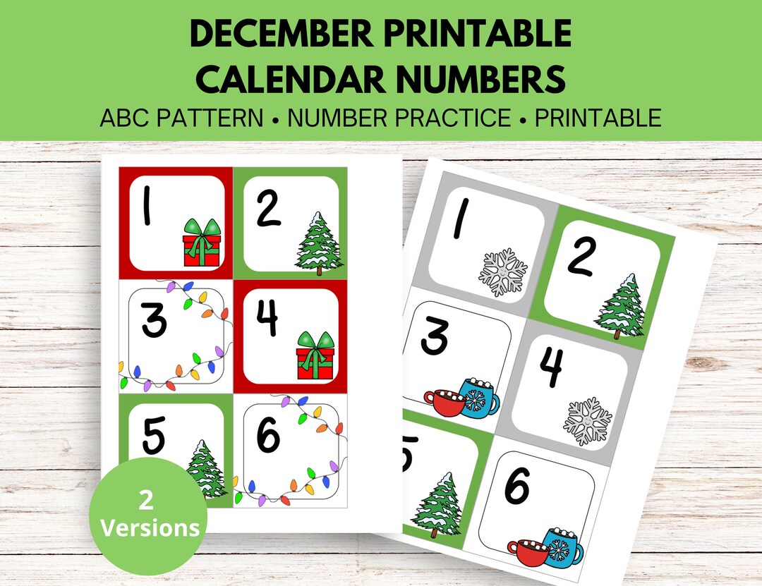 December Calendar Numbers in ABC Pattern - Etsy