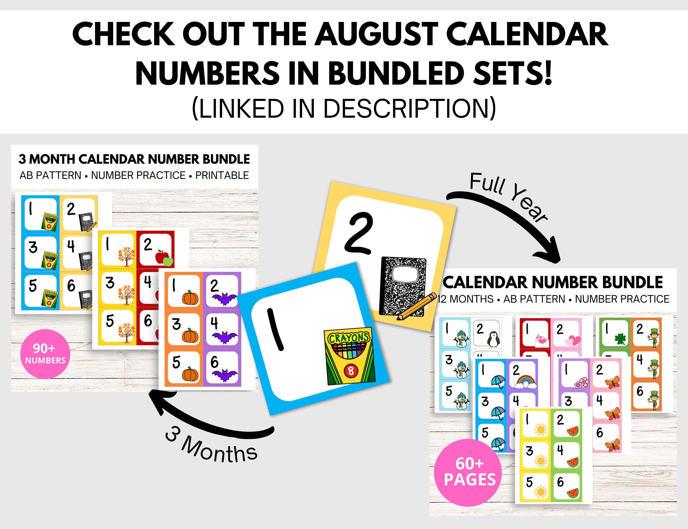 August Calendar Numbers in AB Pattern - Etsy