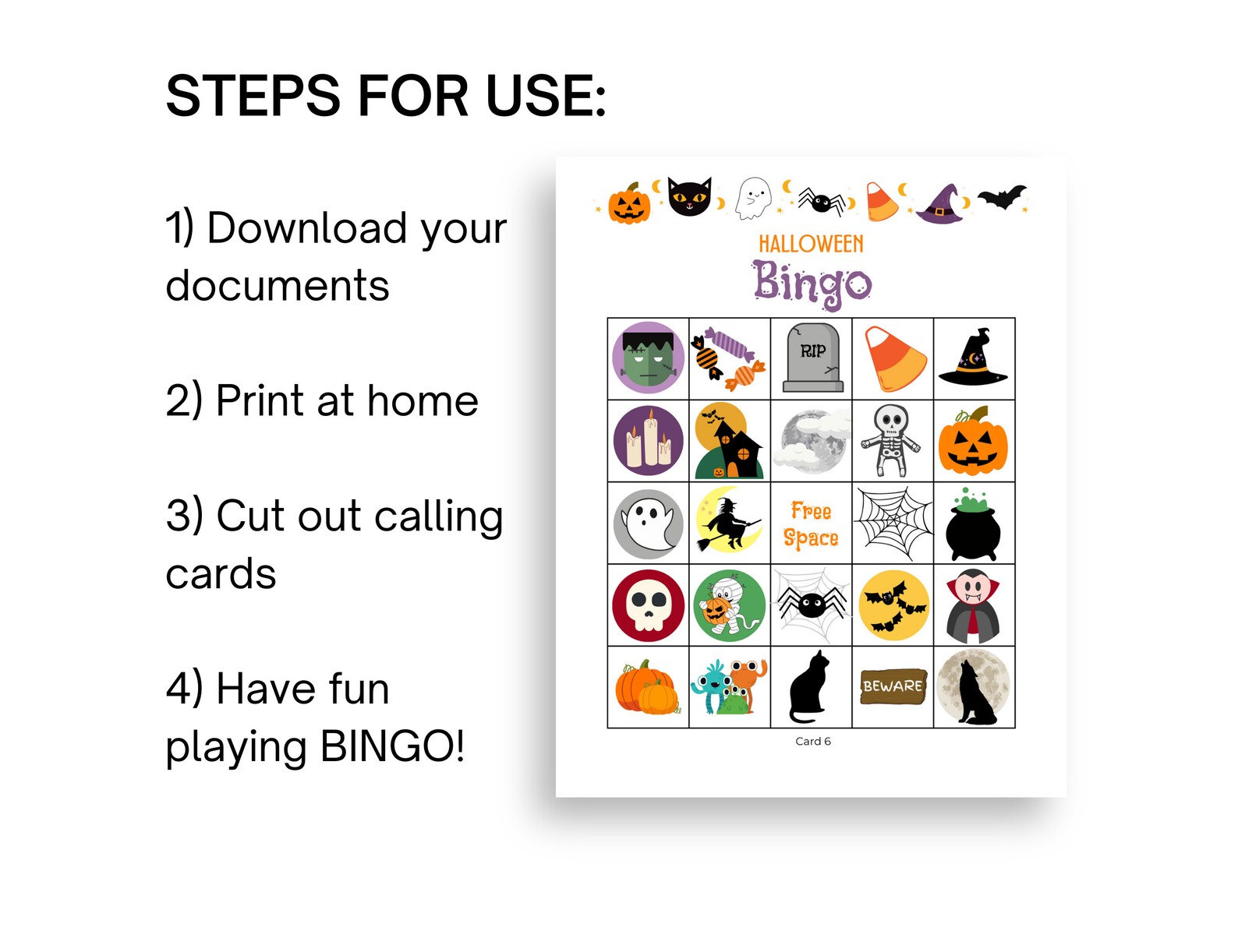 Printable Halloween BINGO Set - Etsy