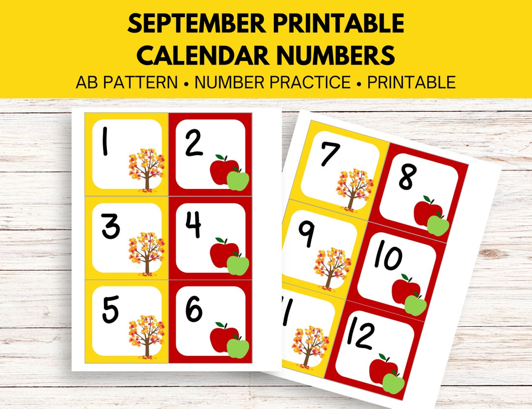 September Calendar Numbers in AB Pattern - Etsy