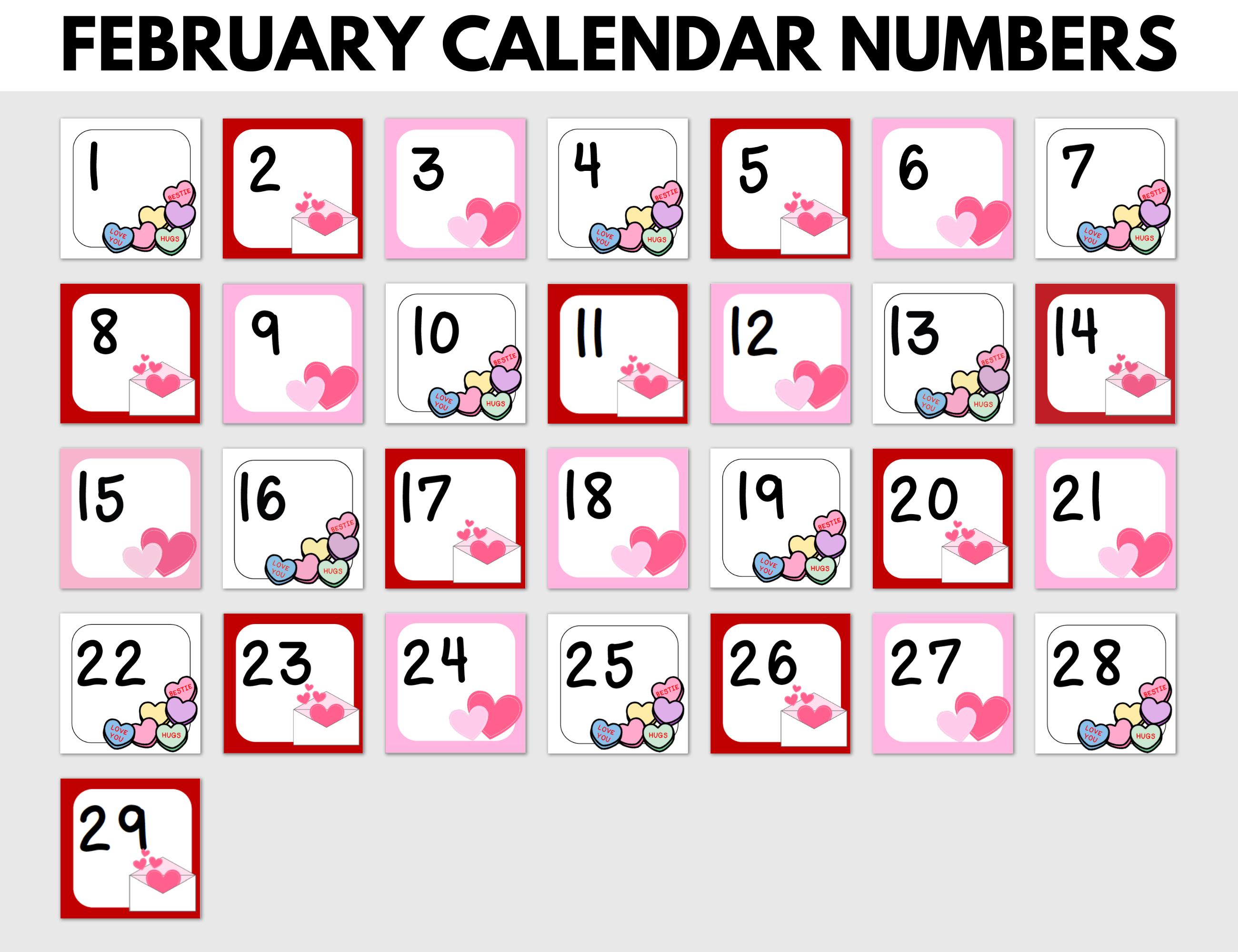 3 Month Printable Calendar Numbers BUNDLE in ABC Pattern (february ...