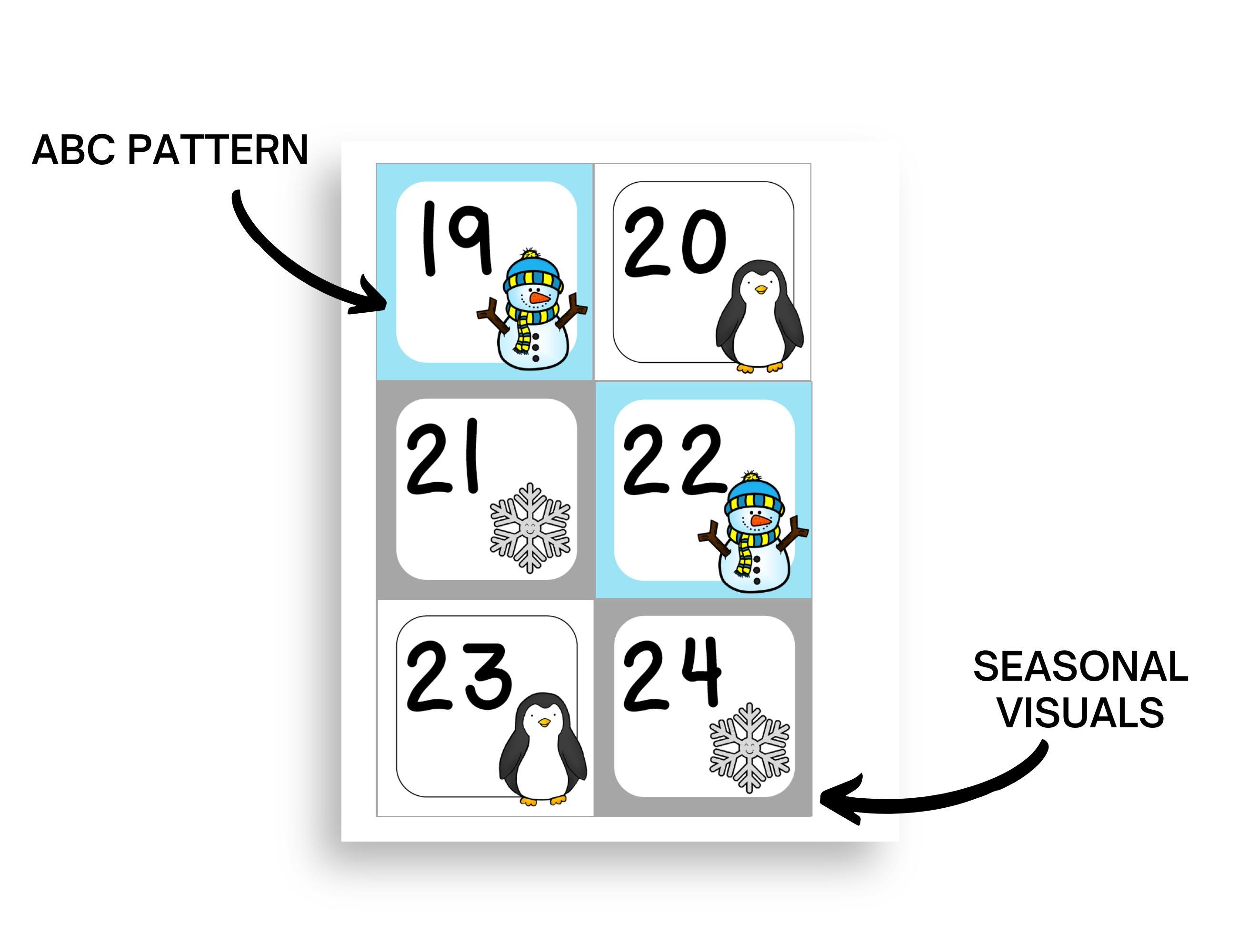 January Calendar Numbers in ABC Pattern - Etsy