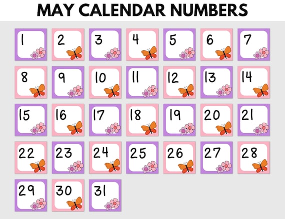 Flower Calendar Numbers