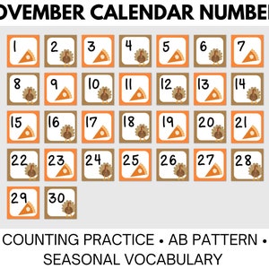 November Calendar Numbers in AB Pattern - Etsy