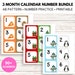 3 Month Printable Calendar Numbers BUNDLE in AB Pattern august ...