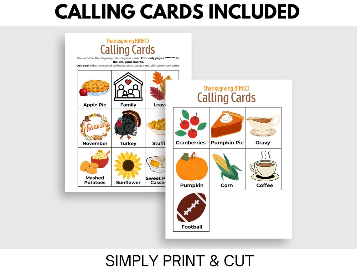 Printable Thanksgiving BINGO Set - Etsy