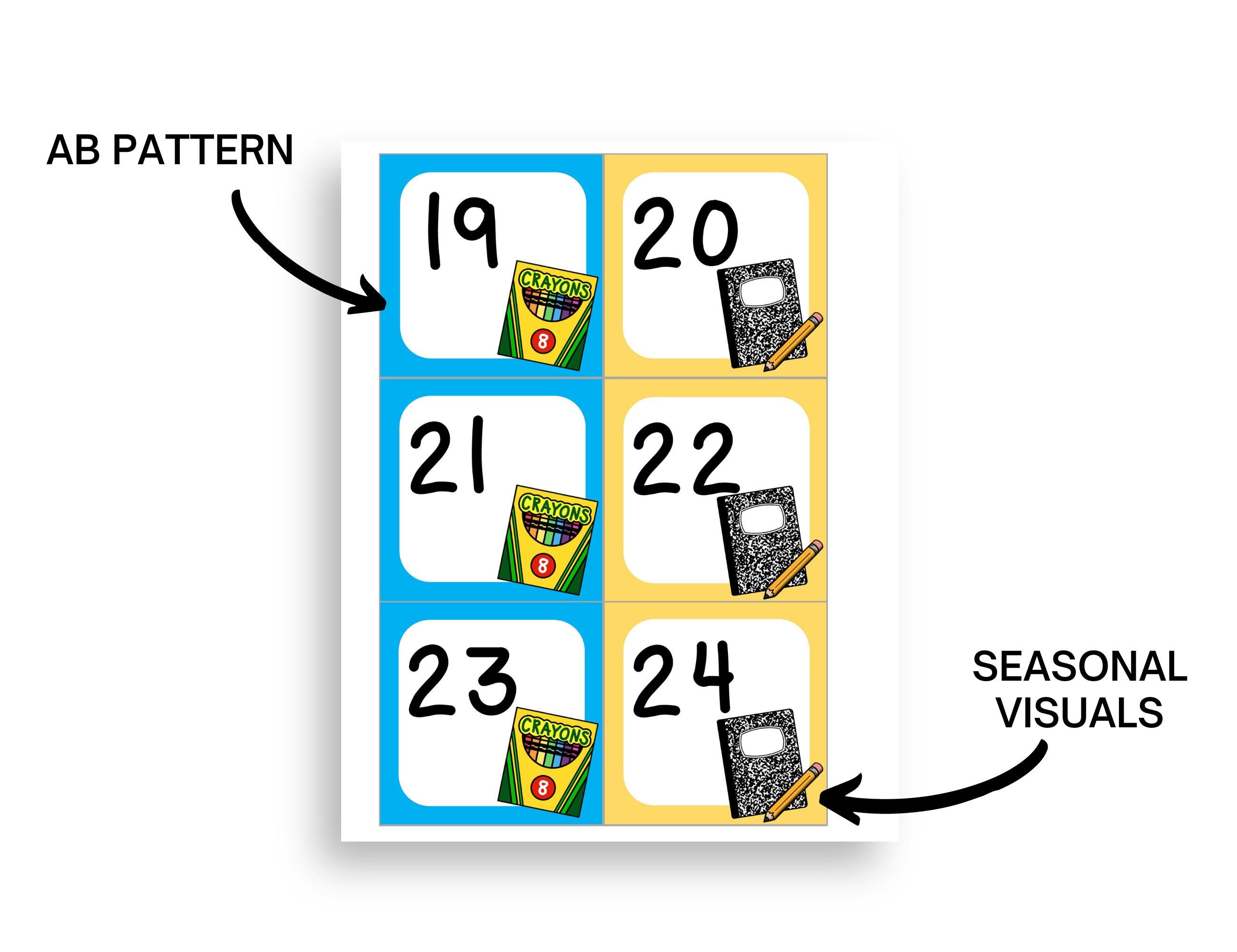August Calendar Numbers in AB Pattern - Etsy