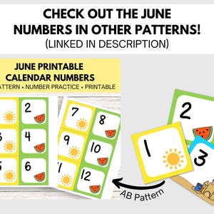 June Calendar Numbers in ABC Pattern - Etsy