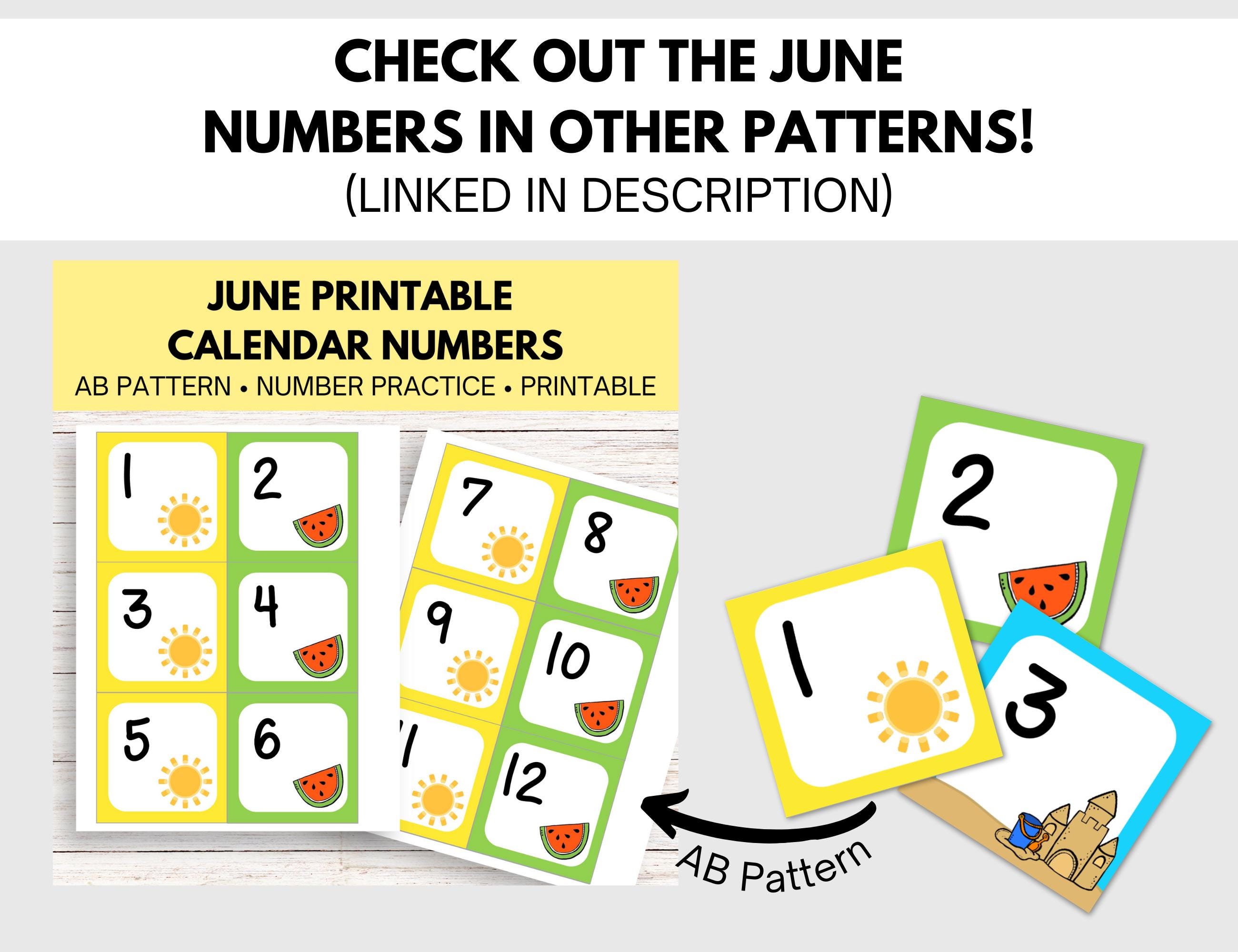 June Calendar Numbers in ABC Pattern - Etsy