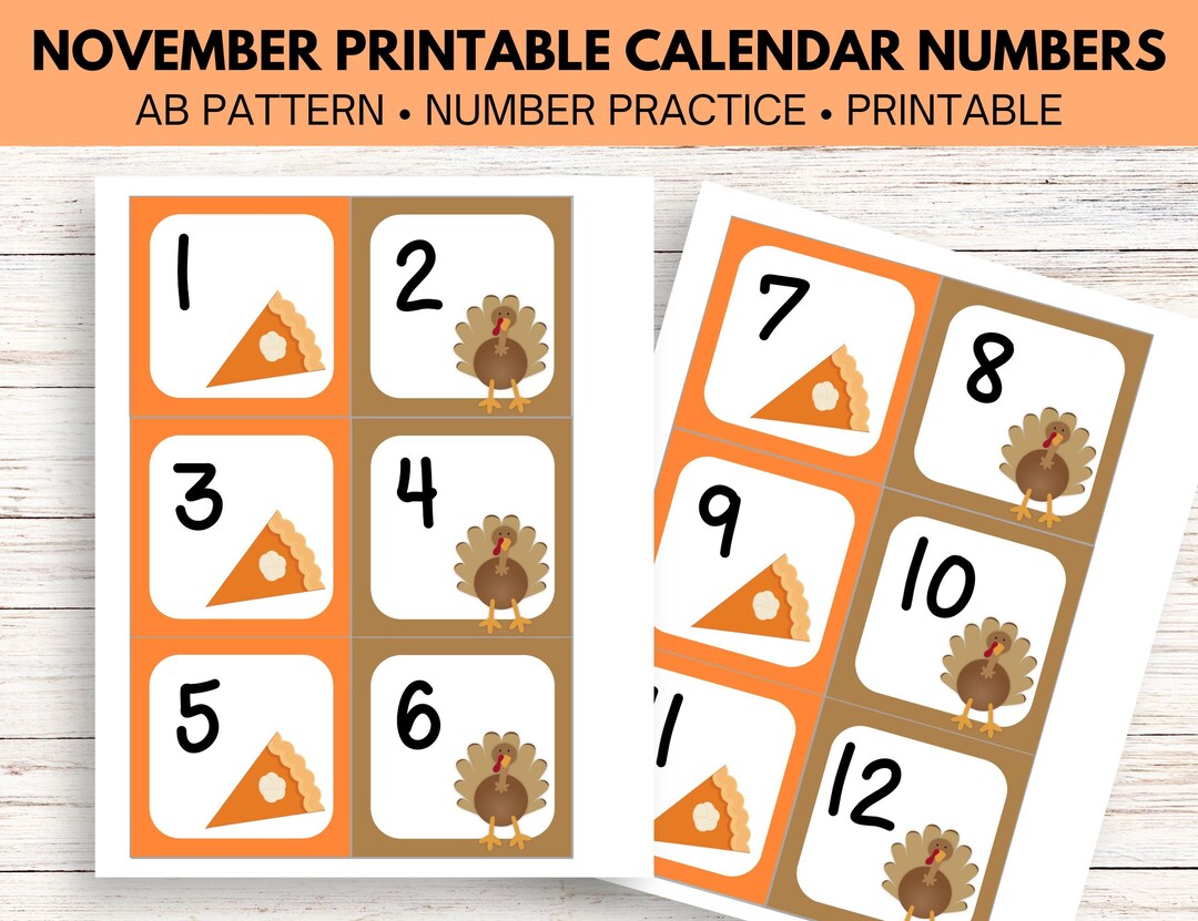 November Calendar Numbers in AB Pattern - Etsy
