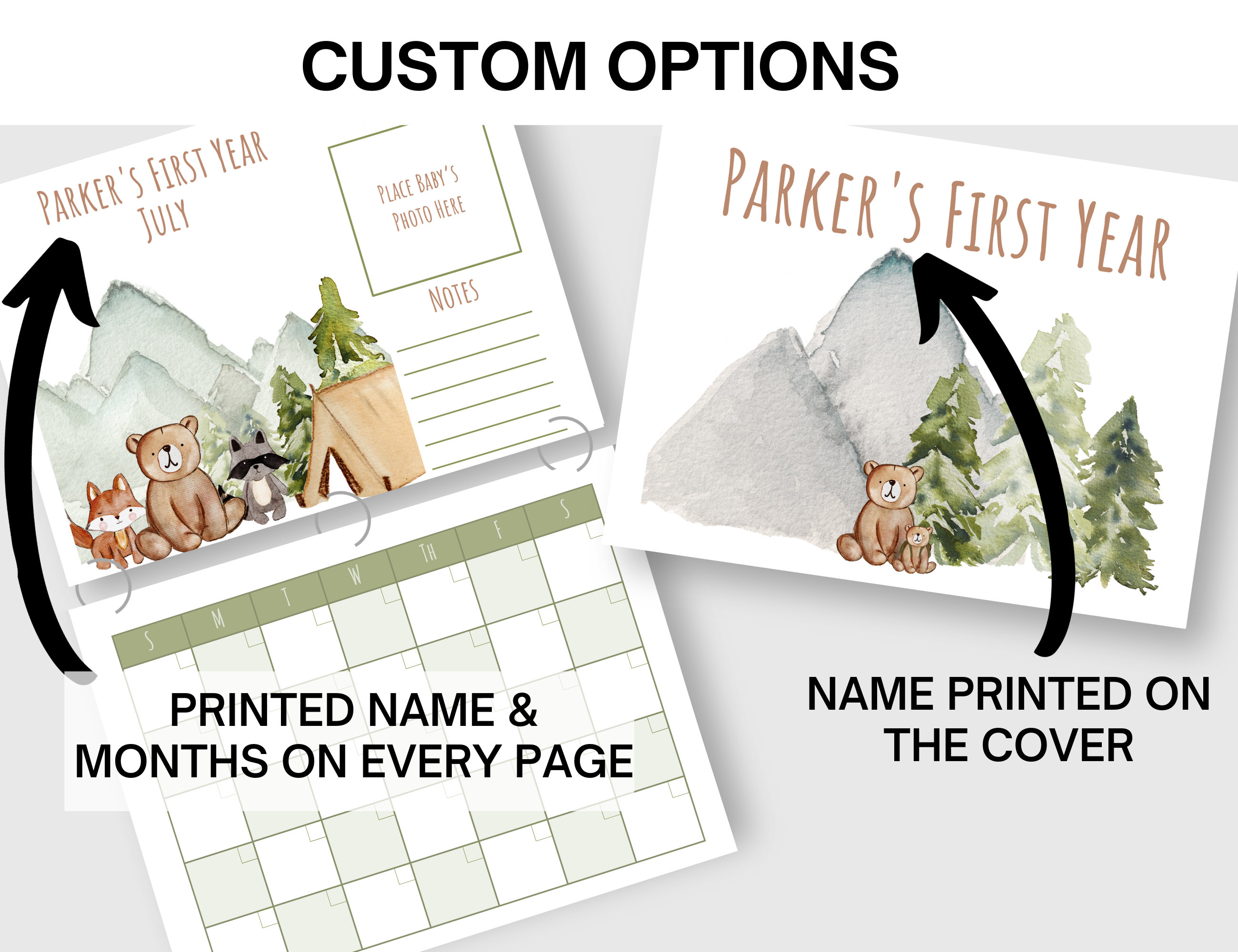 PRINTED Baby's First Year Calendar Version 2 camping - Etsy