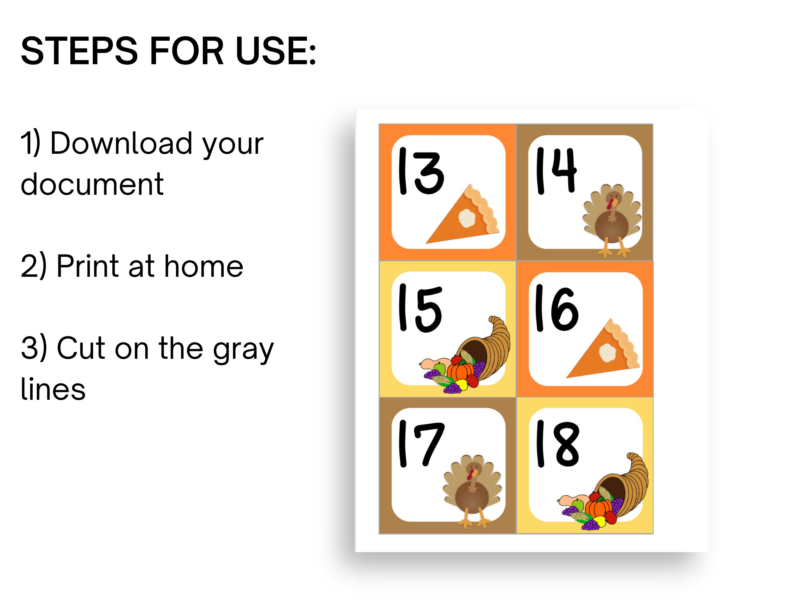 November Calendar Numbers in ABC Pattern - Etsy