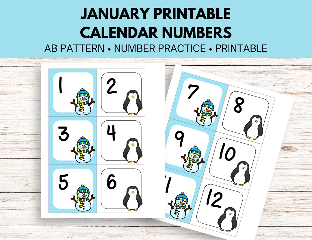 January Calendar Numbers in AB Pattern - Etsy