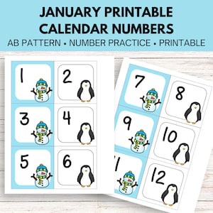January Calendar Numbers in AB Pattern - Etsy