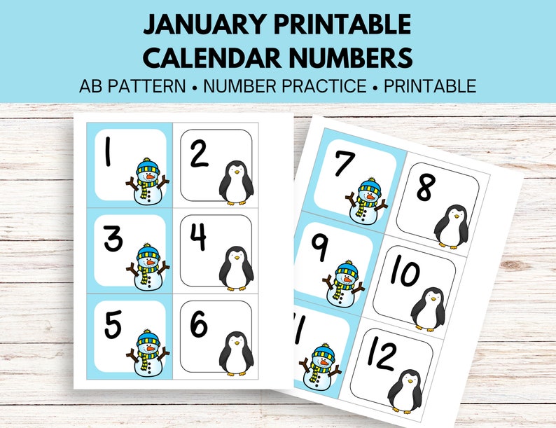 January Calendar Numbers in AB Pattern - Etsy