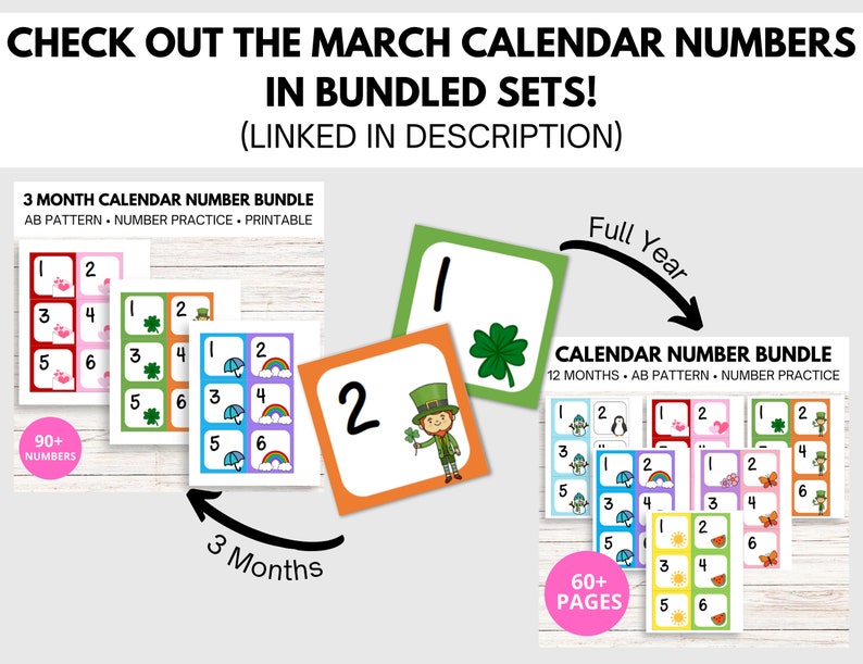 March Calendar Numbers in AB Pattern - Etsy