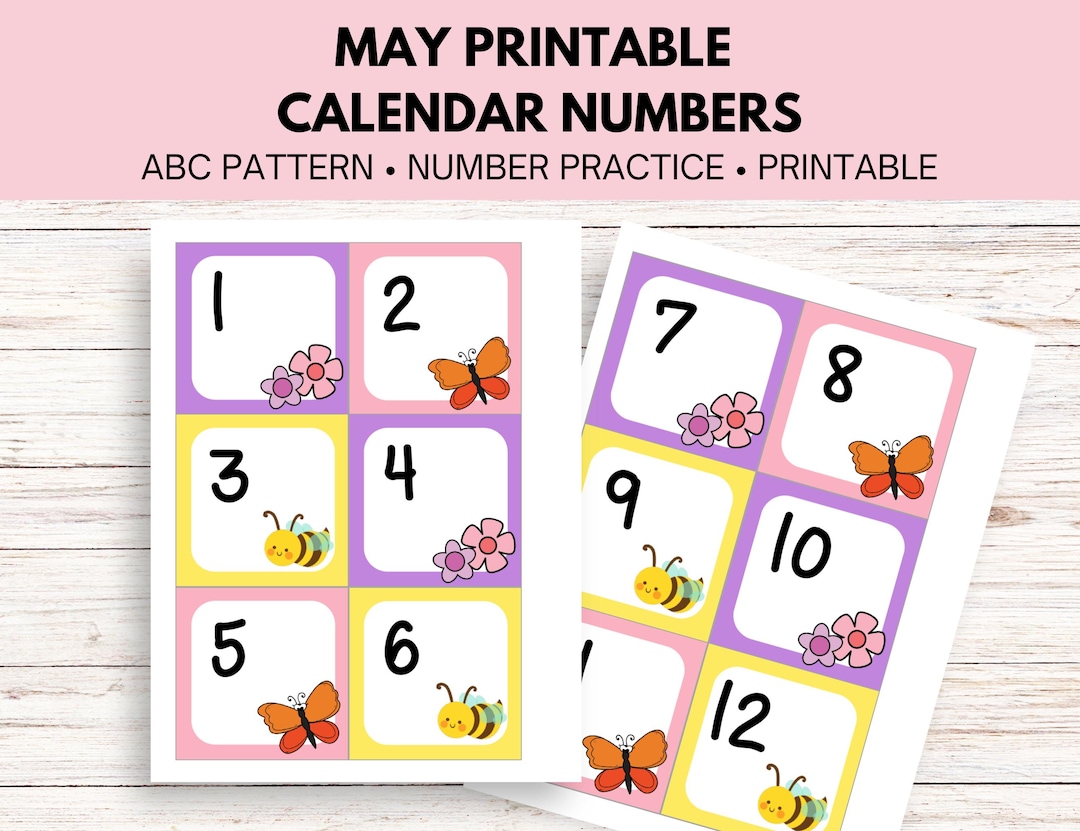 May Calendar Numbers in ABC Pattern - Etsy