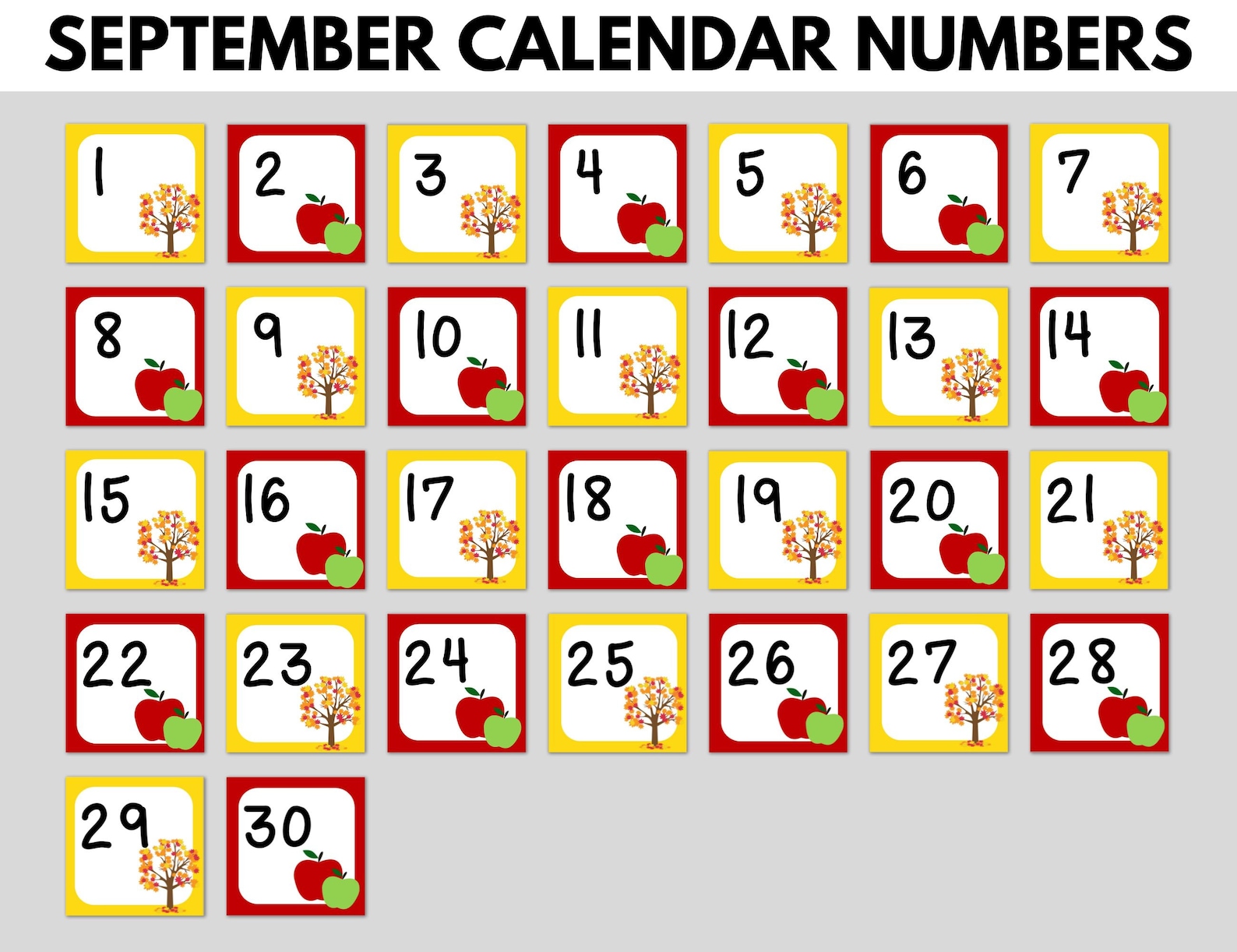 3 Month Printable Calendar Numbers BUNDLE in AB Pattern (august ...