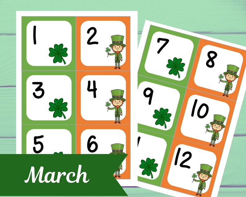 3 Month BUNDLE Calendar Numbers in AB Pattern february, March, April - Etsy