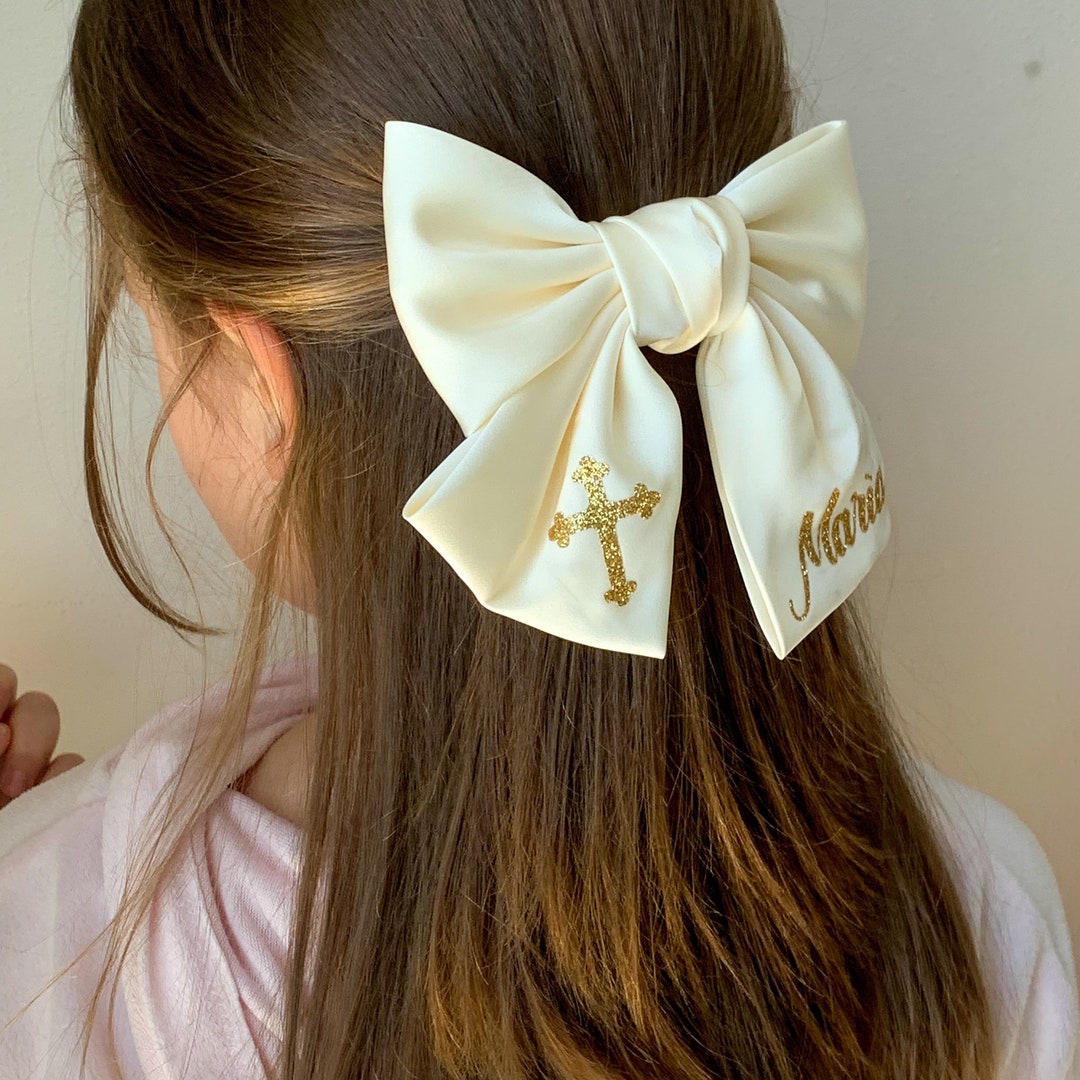 First Communion Hair Bow Personalized Communion Bow Communion ...