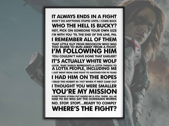 Bucky Barnes Quotes Movie Poster Print Wall Art Minimalist | Etsy