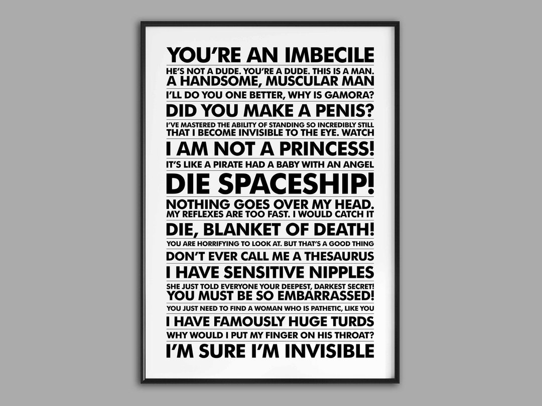 Drax Quotes Movie Poster Print, Wall Art, Minimalist, Typography ...