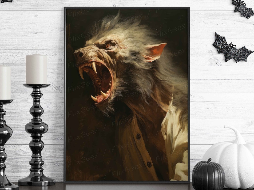 Werewolf Horror Movie Art Poster Print, Halloween Party Decoration ...