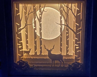 Deer in the Forest Shadow Box - Etsy
