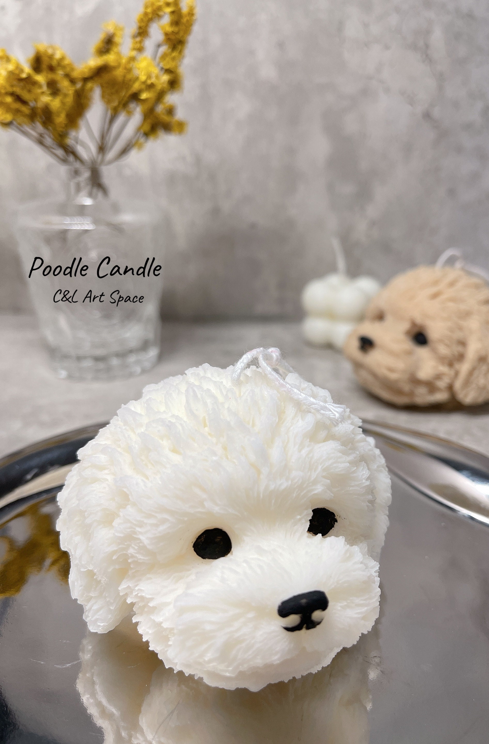 Poodle Candle | Toy Puppy Shaped Candle | Cute Bichon Candle | Pet ...