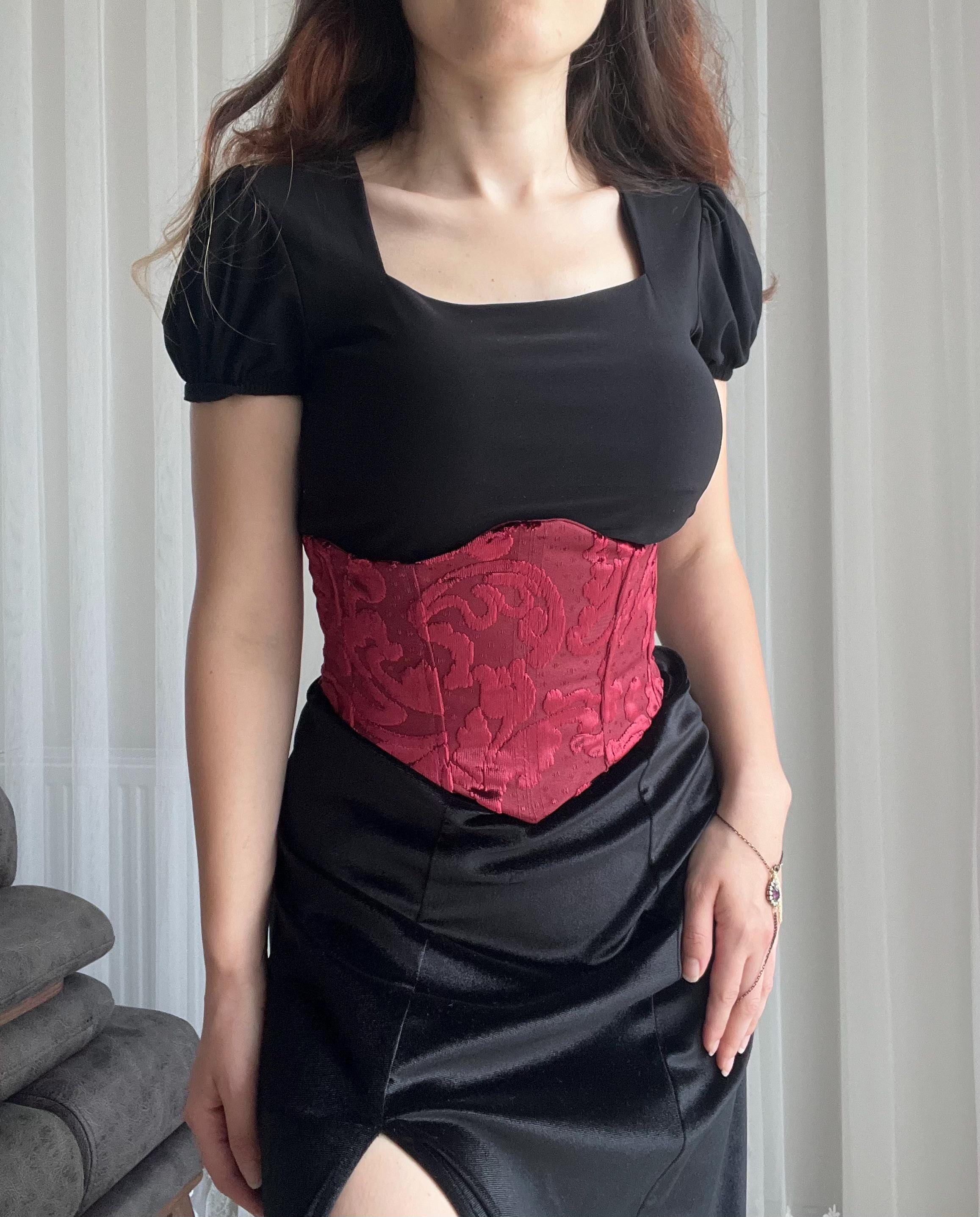 Deep Red Velvet Corset Belt Underbust Corset - Etsy