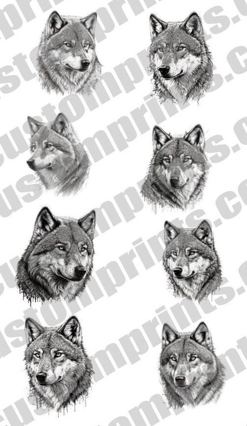32 Bundle Pack of High Detail Wolf Face,for Sublimation,dtf,screen ...