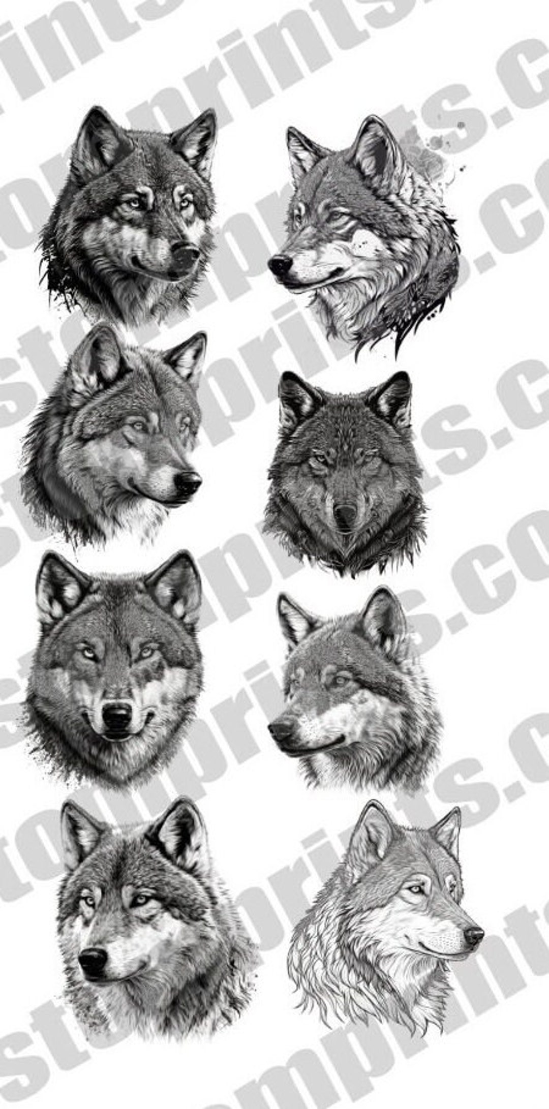 32 Bundle Pack of High Detail Wolf Face,for Sublimation,dtf,screen ...